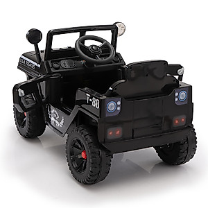 TOBBI 12V Off-Road Kids Ride On Car Truck, Battery Powered 4 Wheels Ride On Toys for Boys and Girls Aged 2-6 Years w/Horn, LED Lights, Portable Pull Rod, Double Open Doors, Green