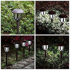 EXCMARK 10 Pack Solar Lights Outdoor Decorative, Solar Pathway Lights Outdoor, Solar Powered Garden Yard Lights for Walkway Sidewalk Driveway.