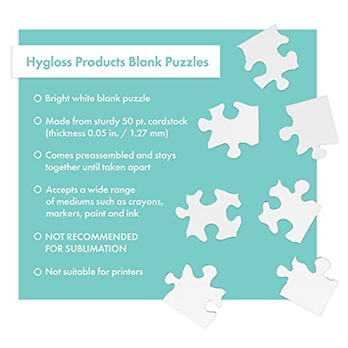 Hygloss Products - Blank Puzzle for Decorating, Art Activity, Use This Jigsaw As Party Favors, DIY Invites and More - White, Sturdy - 10.25 x 13.25 Inches, 20 Pieces, 12 Puzzles