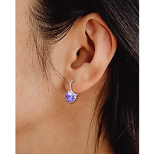 Akeoqi 6 Pairs Leverback Dangle Earrings Set Multi-color Round Cubic Zirconia Dangle Earrings For Women