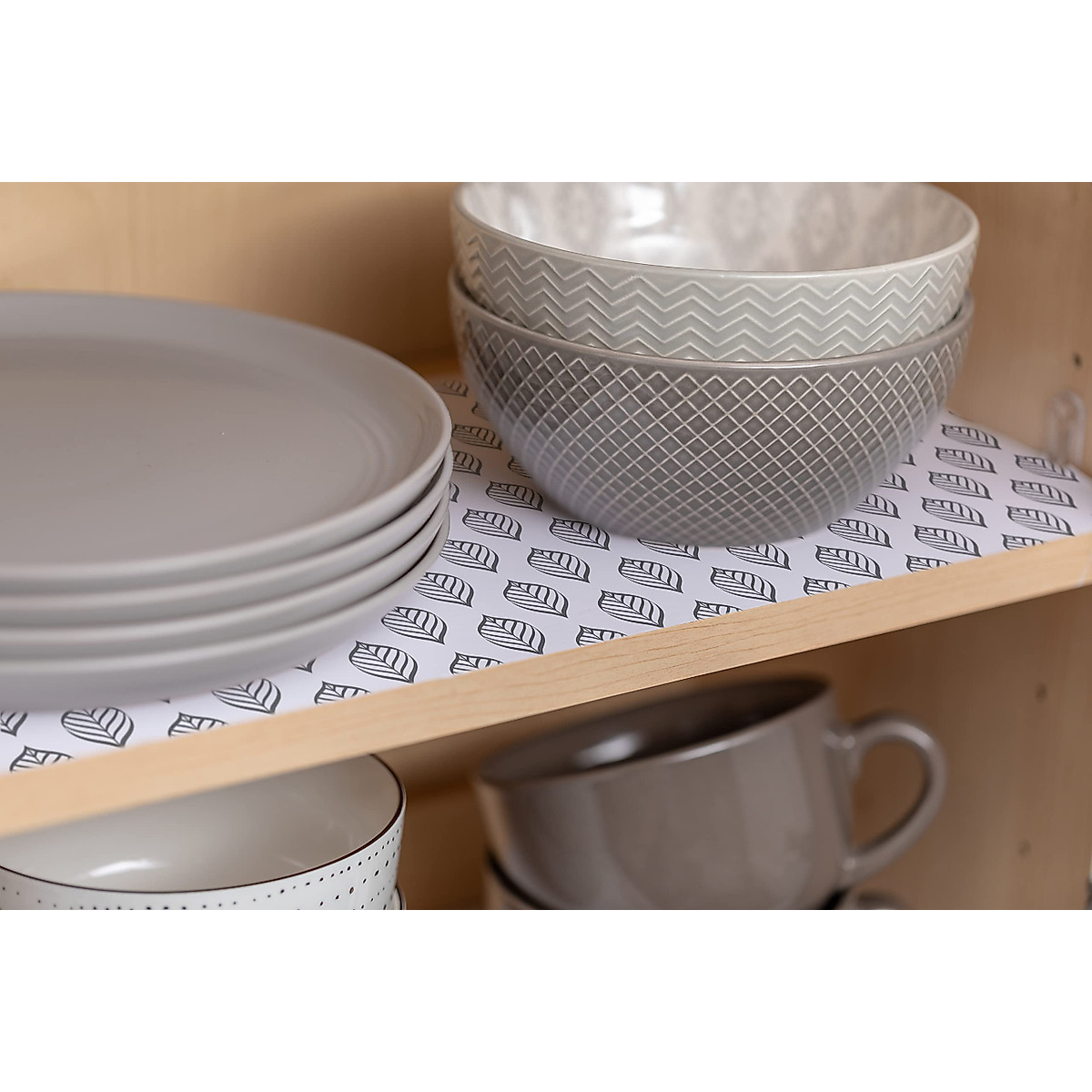 Duck Brand EasyLiner Adhesive Prints Shelf Liner, Grey Pin Feather, 6 Pack, 20 in. x 15 ft. (287794)