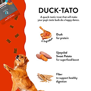 Shameless Pets Jerky Dog Treats, Duck-Tato - Healthy Dog Chews for Digestion Support with Fiber - Dog Treats with Real Cage-Free Duck - Free from Grain, Corn & Soy - 1-Pack