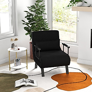 KOMFOTT Convertible Sleeper Chair Bed, 4-in-1 Folding Sofa Bed with 6-Position Adjustable Backrest, Upholstered Chaise Lounge with Removable Pillow, Leisure Recliner Lounge Couch for Home Office