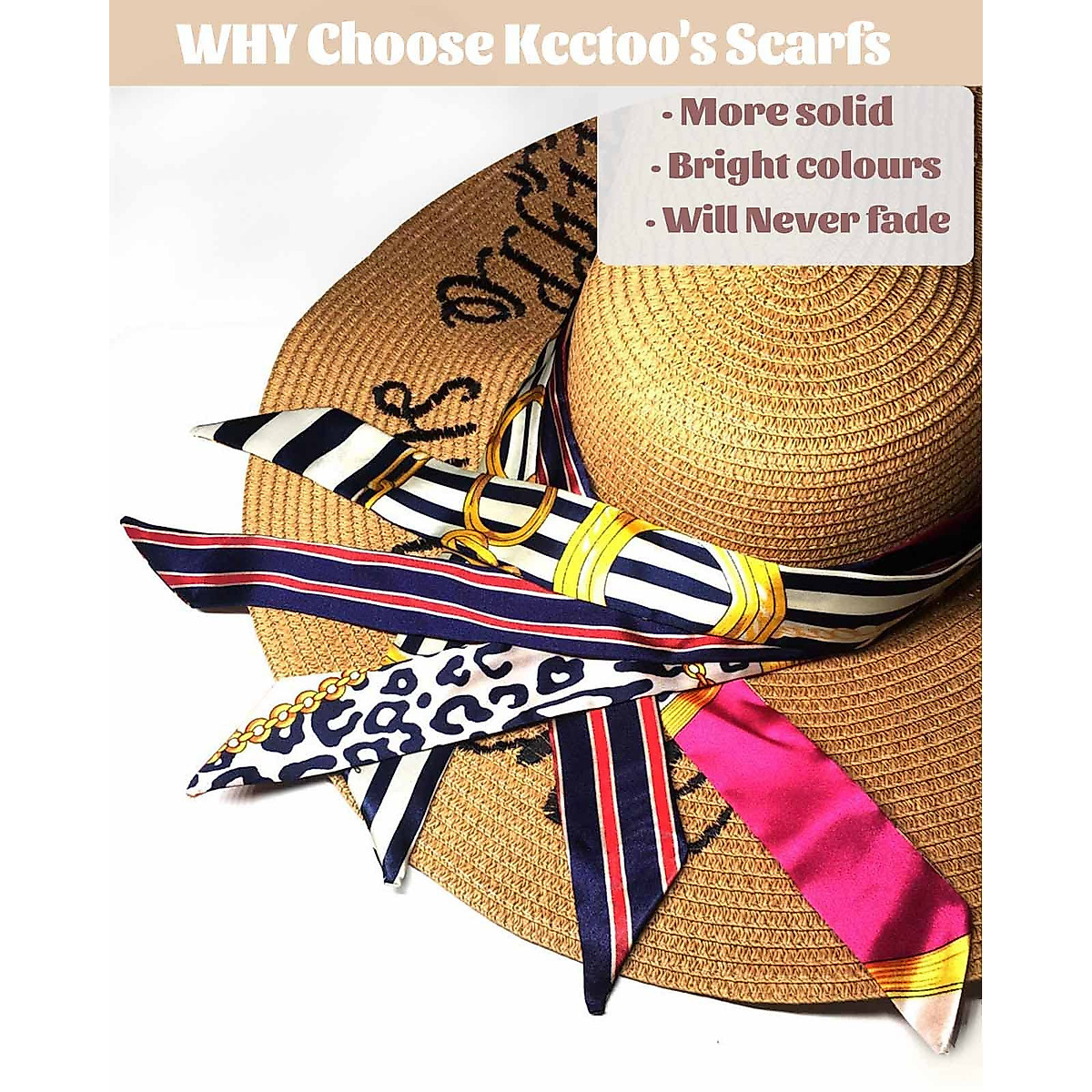 kcctoo 10Pack Scarf Bags for Women Handbag Scarfs Band Hair Neck Scarves Fashion Gifts