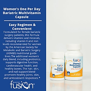 Bariatric Fusion One Per Day Bariatric Multivitamin with Iron for Women | with Hair and Nails Vitamins Blend | Gastric Bypass and Sleeve Gastrectomy | Glutren Free | 30 Capsules | 1 Month Supply