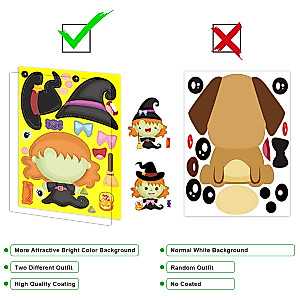 48 Pcs Make Your Own Halloween Sticker Sheets for Kids Home Classroom Party Favor Games Art Craft School Rewards