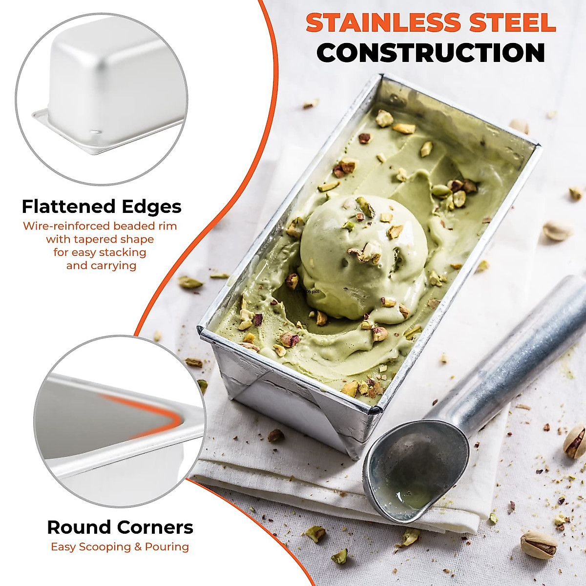 2 Stainless Steel Containers Third Size, Steam Table Pan with Lid, Restaurant and Commercial Pans, Hotel Pan 6” Deep, Stainless Steel Food Containers, Stainless Freezer Bin, Metal Ice Bin