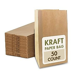 Kraft Paper Bags, 4 Lb Brown Paper Bags, (50 Count) (Brown #4)