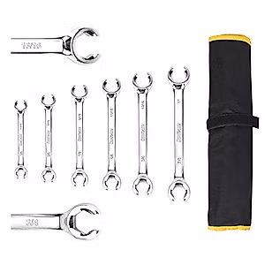 HURRICANE 6 Pc SAE Flare Nut Wrench Set, Brake Line Wrench Set, Size from 1/4" to 1", 6 Point, 15° Offset End, Ideal for Repair and Remove Nuts on Fuel, Tube, Hose, Transmission Lines in Tight Spaces