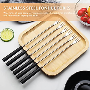 Hemoton Stainless Steel Fondue Forks: Kabob Skewer BBQ Forks Roasting Sticks Cheese Fondue Forks For Sausage Hot Dog Campfire Camping Stove Grill Black 6Pcs