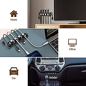 Dracool Magnetic Cable Holder 6 Slots Cable Clips Wire Management Cord Holders for Cables Self Adhesive Sticky for Desk Wall Desktop Car Office Home USB Cable Power Wire Mouse Cable-Black