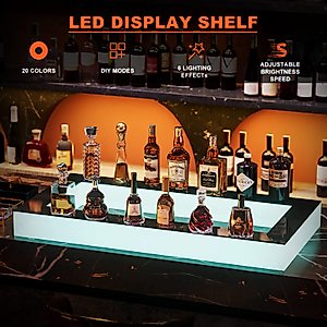 Oarlike Wall-Mounted LED Liquor Bottle Display Shelf 48 in Floating/Countertop Lighted Bar Shelf with APP Remote Controller for Home Commercial Bar Acrylic Display Stand