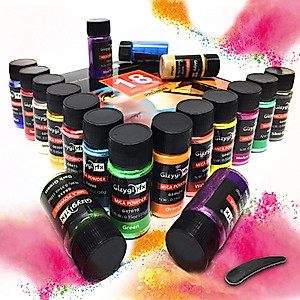 Epoxy Resin Dye-Mica Powder-18 Natural Powder Pigments-Soap Dye-Hand Soap Making Supplies-Eyeshadow and Lips Makeup Dye -Slime Pigment-Bath Bomb Colorant-Nail Art-DIY Slime-Adhesive Pigments