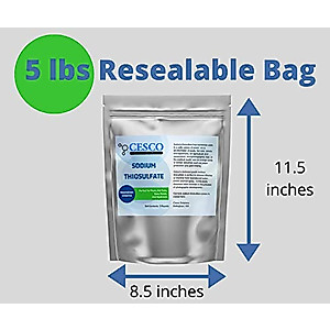 Pool Dechlorinator Sodium Thiosulfate Pentahydrate 5 lbs by Cesco Solutions - Premium Chlorine Neutralizer for Pools, Aquarium, Pond - Technical-Grade Chlorine Remover for Hot Tubs - Bulk Package