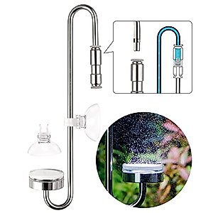 Clscea Aquarium Stainless Steel CO2 Diffuser Atomizer with Integrated Check Valve for Rimless Tanks 25cm