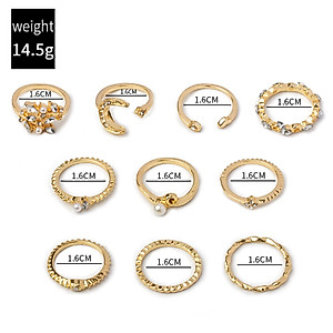 Sgoeths 10 Pcs Gold Knuckle Rings Set For Women Dainty Stack Gold Midi Rings Set Simple Carved Stackable Ring for Girls (10 Pcs Finger Rings)