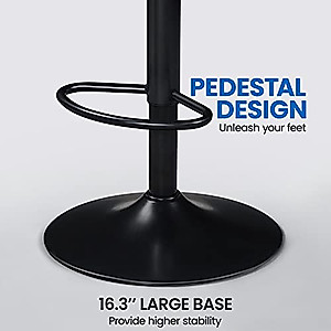 Yaheetech BarStools Modern Design Bar Stools Urban Industrial Faux Leather Armless Chair Adjustable Height and 360° Rotation for Bar Counter Kitchen Home Set of 4, Grey