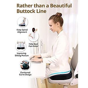 Travel Ease Memory Foam Orthopedic Coccyx Seat Cushion, Seat Cushion for Lower Back Pain and Sciatica Tailbone Pain Relief – Fit for Office Chair, Car Seat, Wheelchair (Black)