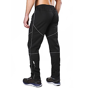 BALEAF Men's Fleece Pants Winter Cycling Pants Mountain Bike Clothing Thermal Cold Weather Running Gear Black M