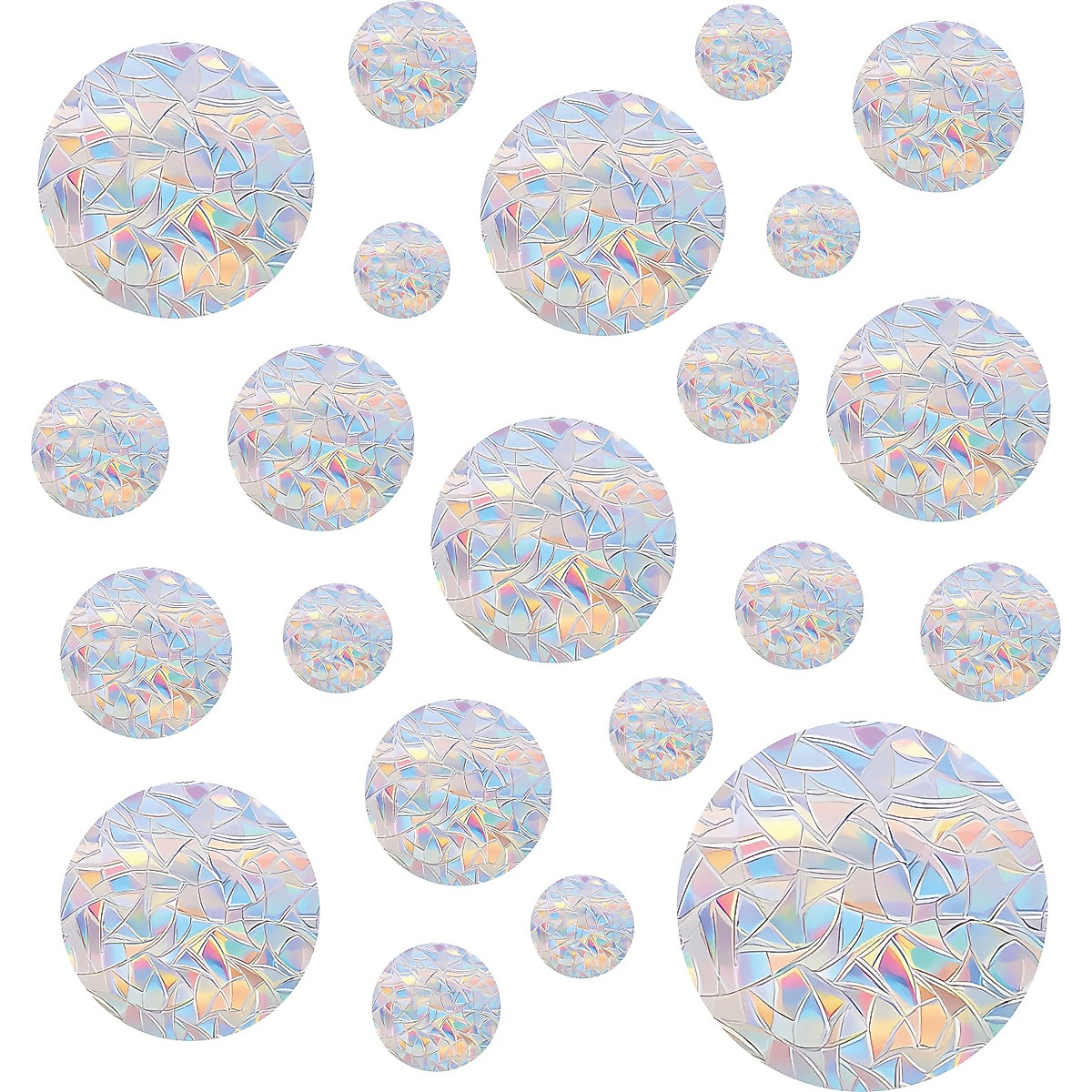 Shawula 36PCS Circle Window Clings - Anti-Collision Window Decals to Save Birds from Window Collisions,Non Adhesive Prismatic Vinyl Window Clings, Rainbow Stickers