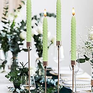Lasumora Christmas Flameless Taper Candles Flickering with 10-Key Remote, Battery Operated 3D Wick LED Spiral Window Candles 6 Pack Real Wax Wedding Home Birthday Christmas Decor(0.78 X 9.8 Inchs)