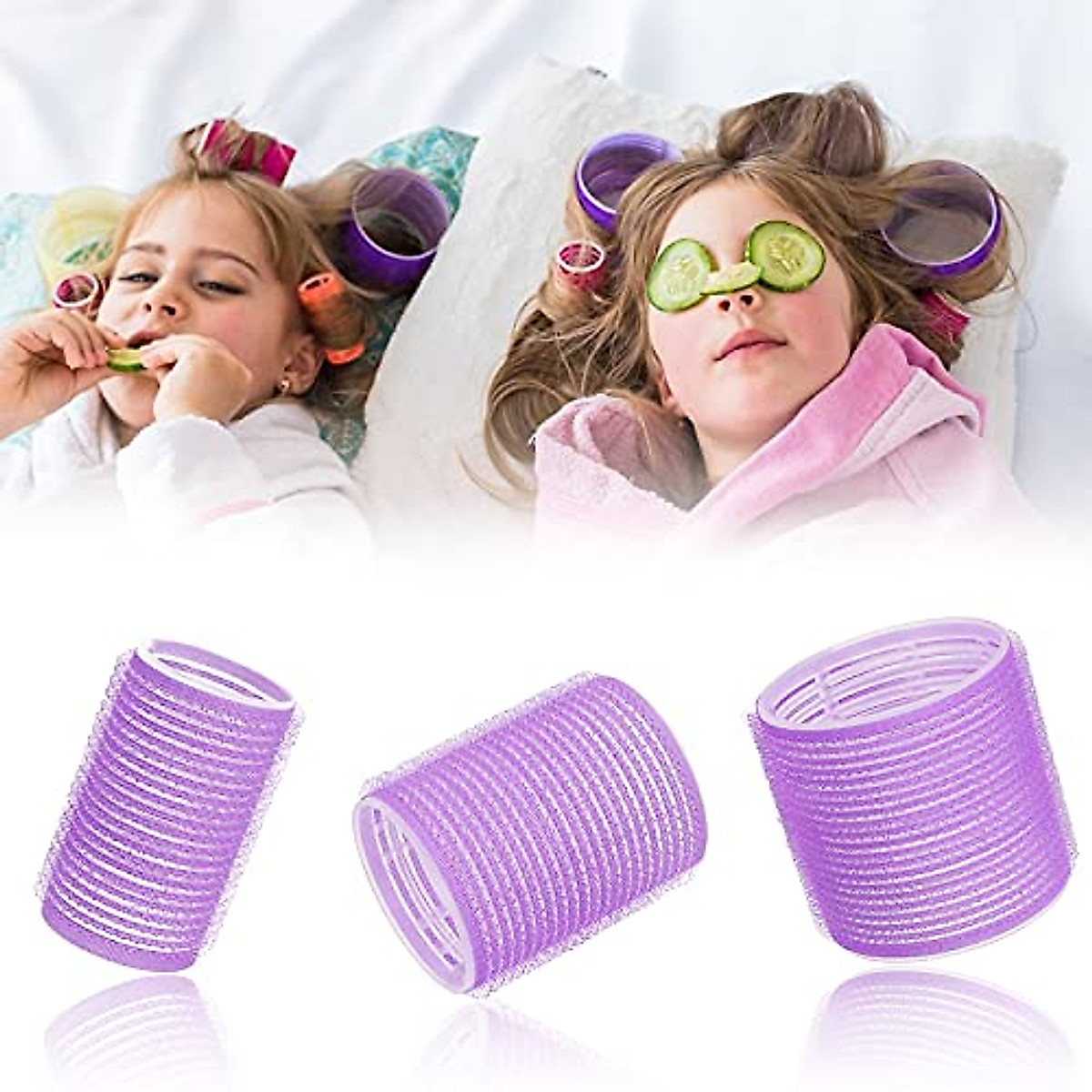 36 Packs Jumbo Hair Rollers Hair Curlers. 2.5 inch Large Self Grip Hair Curlers for Long Hair, Big Hair Rollers for Long Hair. No heat Curlers Hair Rollers with Clips & Comb (Purple)