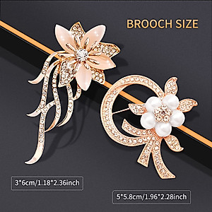 Unaone Brooches for women, Set of 2 Rhinestone brooch pins, Elegant Gold Crystal Floral Wedding Bouquet Brooch