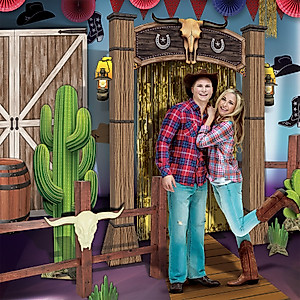 Beistle Large 3' 8" x 6' x 7" Cardboard Brown Fence Decorations Photo Prop Western Party Decor for Events Photography Shoot