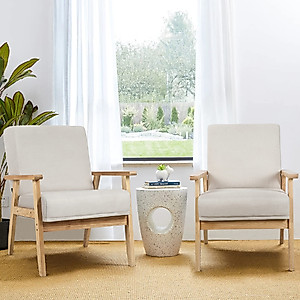 Homajor Accent Chairs, Mid Century Modern Armchairs for Living Room/Bedroom, Beige