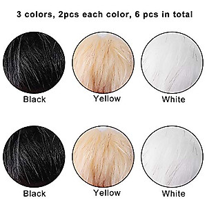 Fur Pom Poms for Hats, 6PCS 4 Inch Faux Fur Pom Pom Balls Fluffy Pompoms for Crafts with Elastic Loop 3 Colors for Keychains Scarves Gloves Bags Knitting Supplies