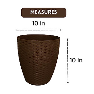 Elly décor Set 2 pz 2.3 gallons Round Trash bin Efficient Trash Can Wastebasket, Fits Under Desk, Kitchen, Home, Office, Durable Plastic Classic Trash bin 9lts Chocolate