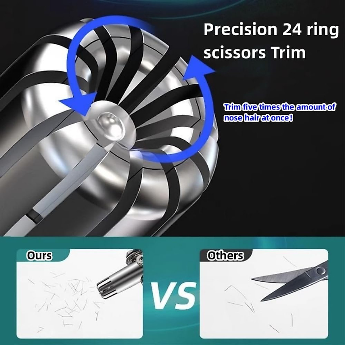 KongLam Stainless Steel Nose Hair Trimmer for Men - Easy to Use, Safe and Painless