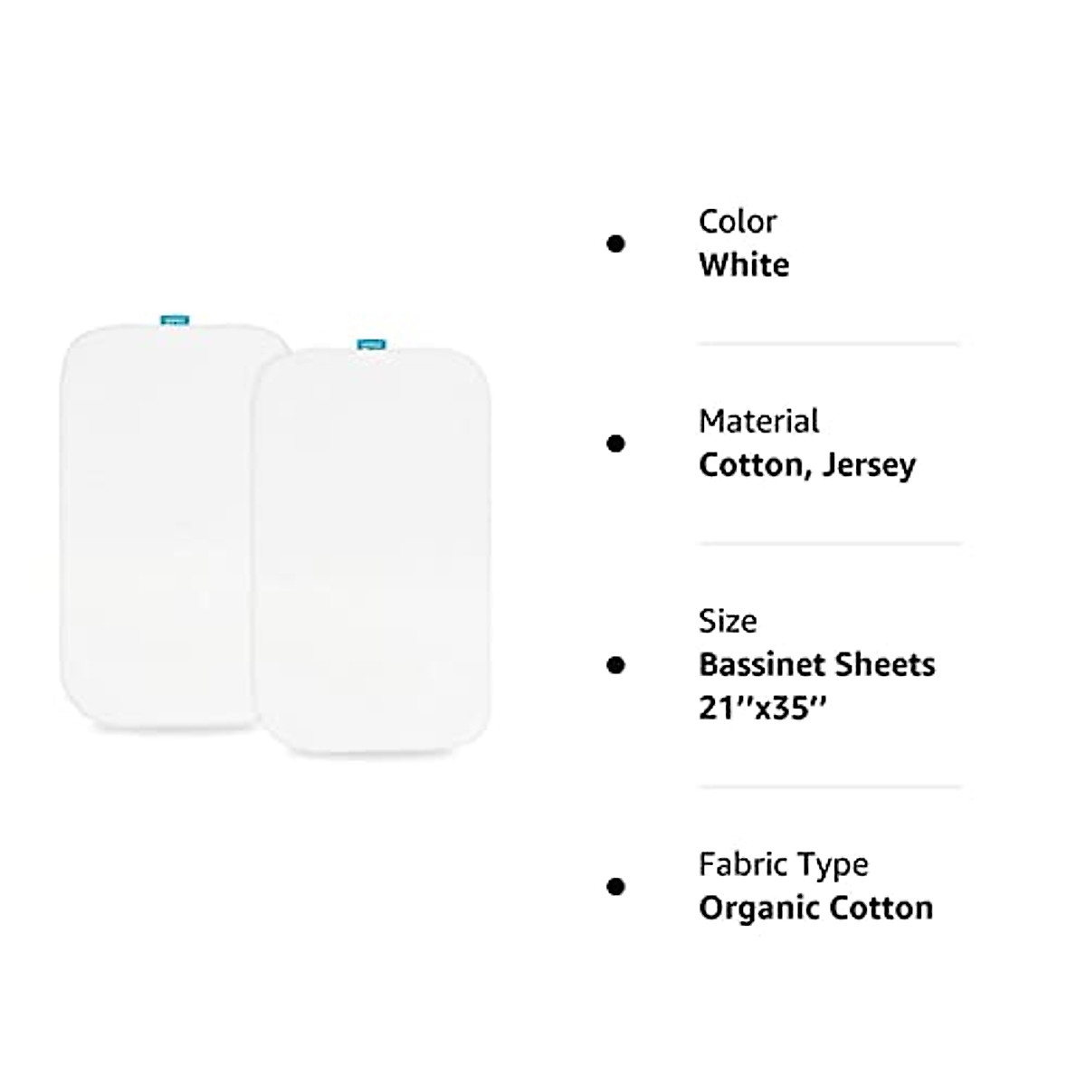 100% Cotton Bassinet Sheets Fit for AirClub Bassinet Bedside Sleeper and Newton Baby Bassinet & Bedside Sleeper, 2 Pack, Breathable and Soft Fitted Sheet for Baby, White