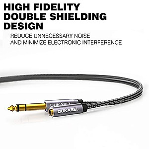 DUKABEL TopSeries Long 6.35mm (1/4 inch) to 3.5mm (1/8 inch) Headphone Jack Adapter -8ft (2.4m) 1/8 Female to 1/4 Male Extension Cable 3.5 to 6.35 for Mixer Guitar Piano Amplifier Speaker and More