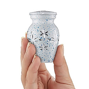 Reminded Small Keepsake Cremation Urns for Human Ashes, Set of 6 Silver and Gold Family Memorial Urns with Velvet Case and Bags