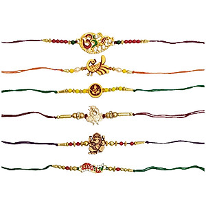 Belexy Rakhi Set of 12 for Raksha Bandhan, Designer Rakhi for Big Brother, Gift for Bro, Traditional Look Rakhi for Bhaiya, Bhabhi, Sister, Assorted Color