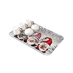 Red Gnomes Dish Drying Mat for Kitchen Counter, Super Absorbent Quick Dry Coffee Bar Mat Pad Thin Diatomaceous Sink Mat Non Slip Dish Drainer Mat 16''x24'' Christmas Winter Fantasy Snowflake