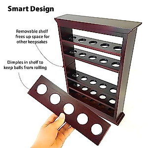ASmileIndeep Golf Ball Display Case - No Door Golf Ball Holder for 30 Balls, Solid Wood Rack Wall Mount for Enthusiasts