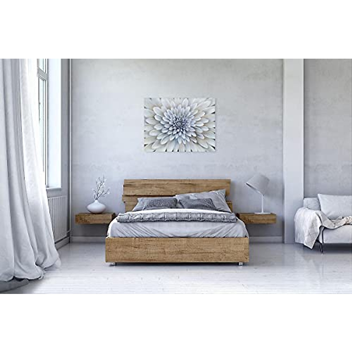 SYGALLERIER Floral Canvas Wall Art with Textured Modern Abstract White Flower Paintings Aesthetic Pictures Artwork for Living Room Bedroom Bathroom Decor
