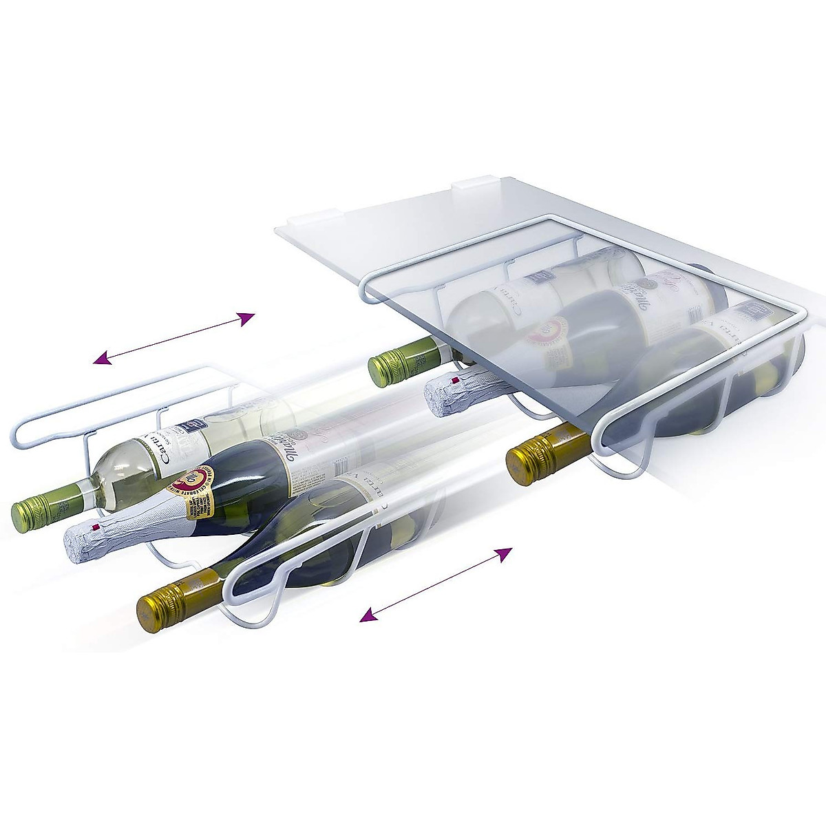 Sorbus® Fridge Wine Rack- Refrigerator Bottle Rack Holds 3 Bottles of Your Favorite Wine or Drink Universal Bottle Holder Will Fit Most Fridges