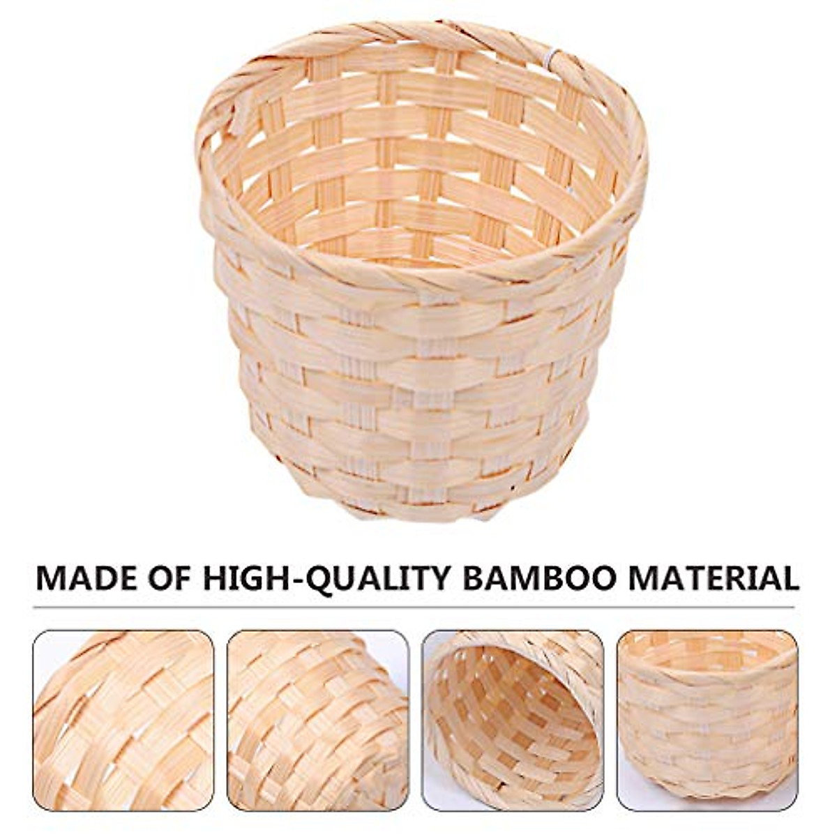 Garneck Flower Pot Holder 4pcs Mini Wicker Basket Sets Small Bamboo Baskets Hand-Held Woven Storage Plant Pot Grocery Basket Flower Plant Basket