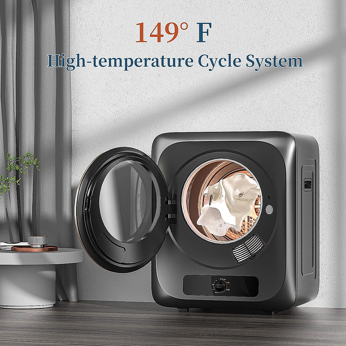 Zynkez Portable Clothes Dryer, 110V Electric Compact Laundry Dryer with Stainless Steel Tub for Apartments, Dorms, RVs (Blue)