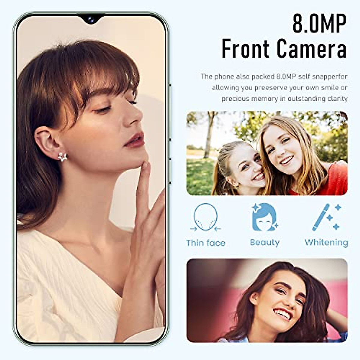 BLACKCYBER MI13 Pro 5G Unlocked Cellphone Android Smartphone, 6.7'' FHD LCD Display Screen, 8MP+16MP Camera, 4000mAh Long Battery Life, Dual Sim Card (8GB+128GB, Green)