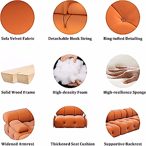 BOKIFOL Sectional Sofa, 104'' Modular Sectional Couch Modern Velvet Sofa 3-Seater Couch for Living Room, Apartment(Orange)