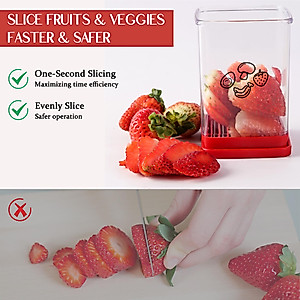 Cup Slicer Fruit, Stainless Steel Strawberry Slicer Egg Slicers Banana Slicers, Fruit & Vegetable Speed Fruit Slicer with Push Plate, Quickly Making Fruit Vegetable Salad, Must Have Kitchen Gadget