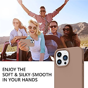 GUAGUA Compatible with iPhone 14 Pro Max Case 6.7 Inch Liquid Silicone Soft Gel Rubber Slim Microfiber Lining Cushion Texture Cover Shockproof Protective Case for iPhone 14 Pro Max, Brown