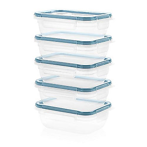 Snapware Total Solution 10-Pc Plastic Food Storage Containers Set, 3-Cup Rectangle Meal Prep Container, Non-Toxic, BPA-Free Lids with 4 Locking Tabs, Microwave, Dishwasher, and Freezer Safe