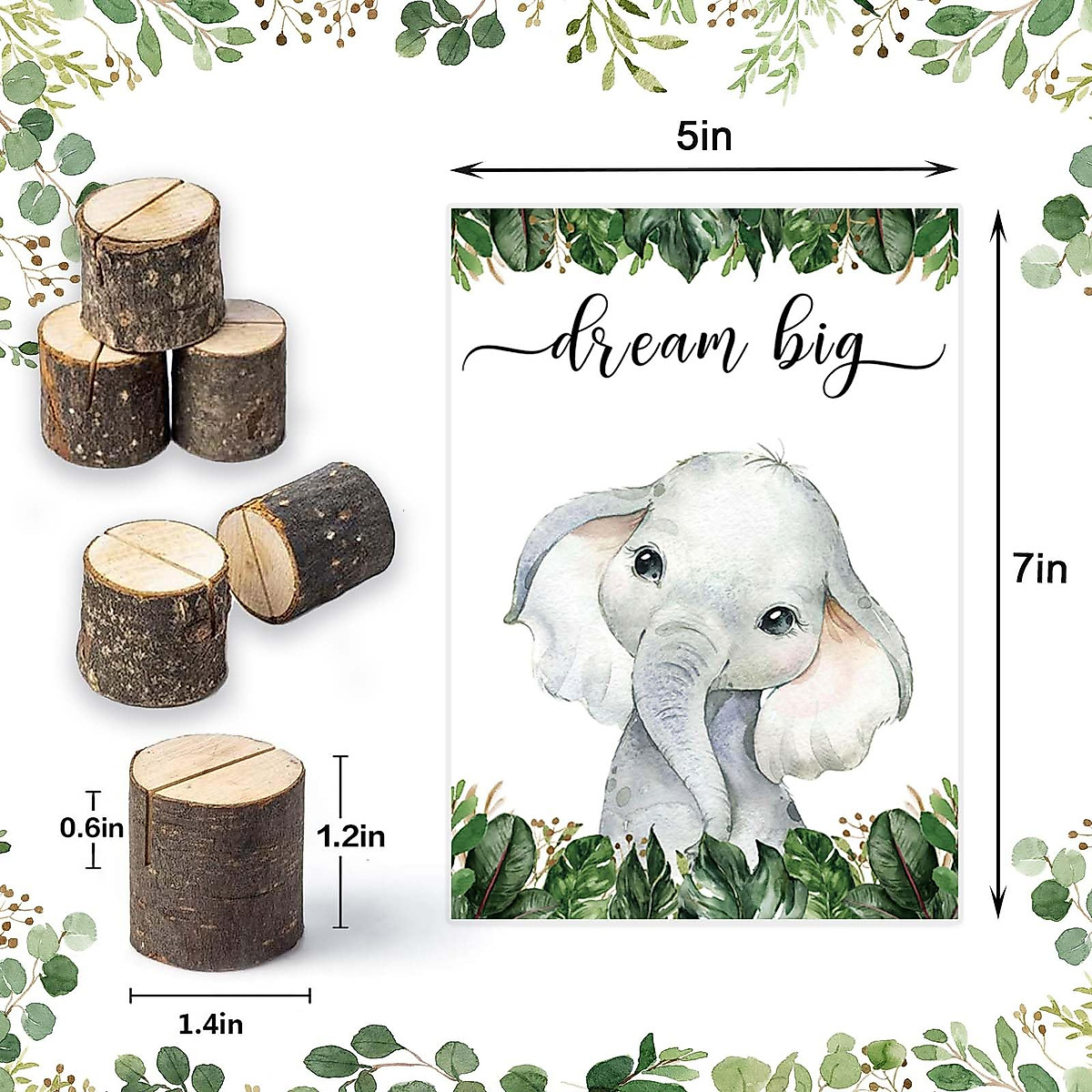 8Pcs Jungle Safari Centerpieces and Wooden Stands, Safari Baby Shower for Table Decorations, Jungle Animal Birthday Party Centerpiece for Boys Kids, Wild One Themed Birthday Party Supplies