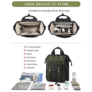 LOVEVOOK Laptop Backpack for Women Work Travel Backpack Purse, Nurse Bags Teacher Doctor Commuter Business Computer Bag, College Backpack Stylish Daypack, 15.6 Inch, Black-army green-army green