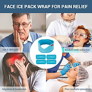 Comfytemp Wisdom Teeth Ice Pack Head Wrap, Face Ice Pack for TMJ Relief, Surgery Recovery, FSA HSA Eligible, 4 Reusable Hot & Cold Gel Packs, Pain Relief for Jaw, Chin, Oral, Facial, Dental Implants